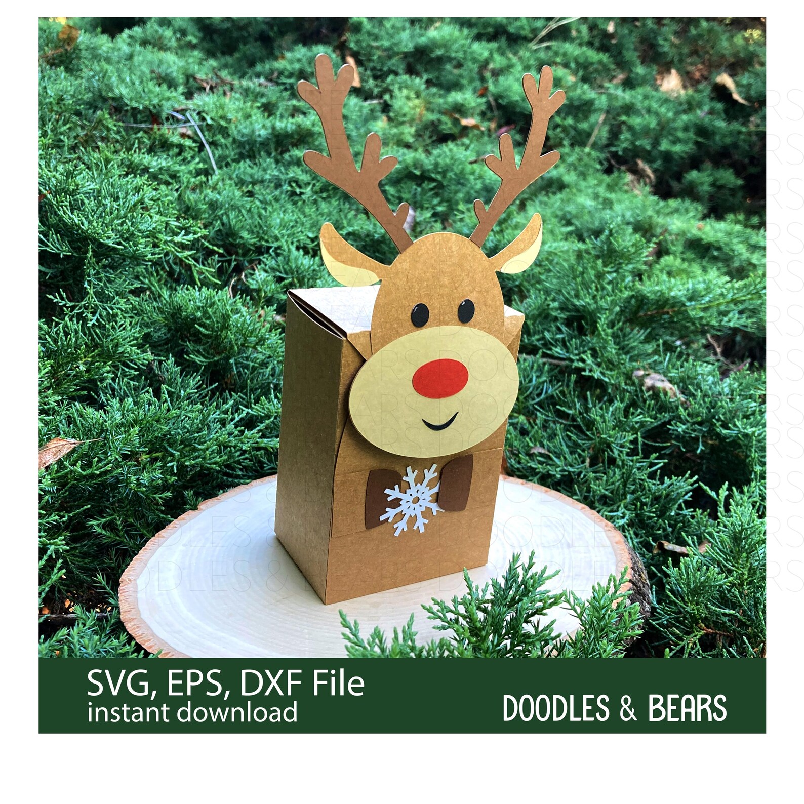 Reindeer Treat Box SVG: Christmas Holiday Favor Box (digital File) - Etsy