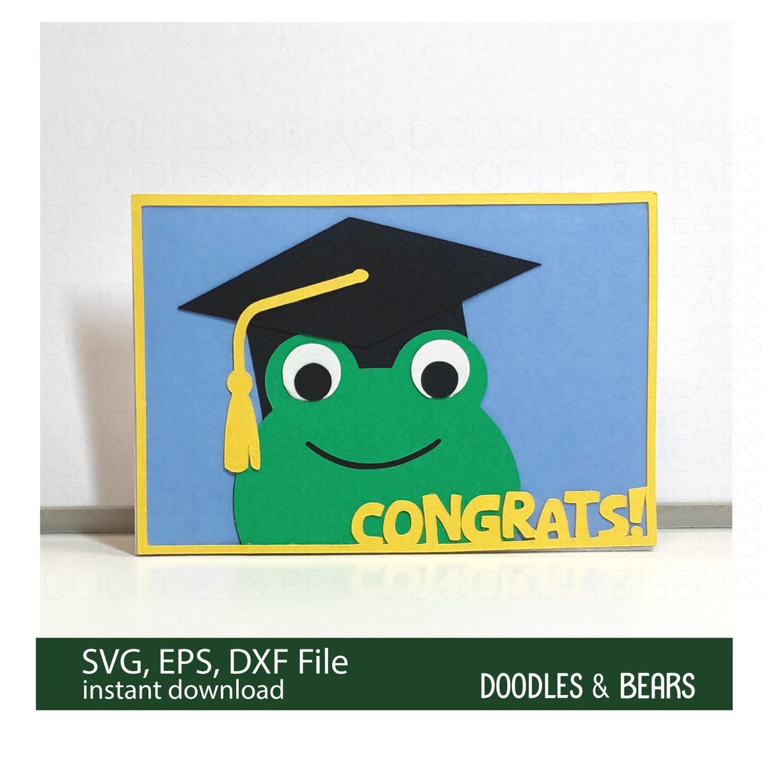 Graduation Gift Card Holder SVG, Frog Congrats Paper Cut File Template ...
