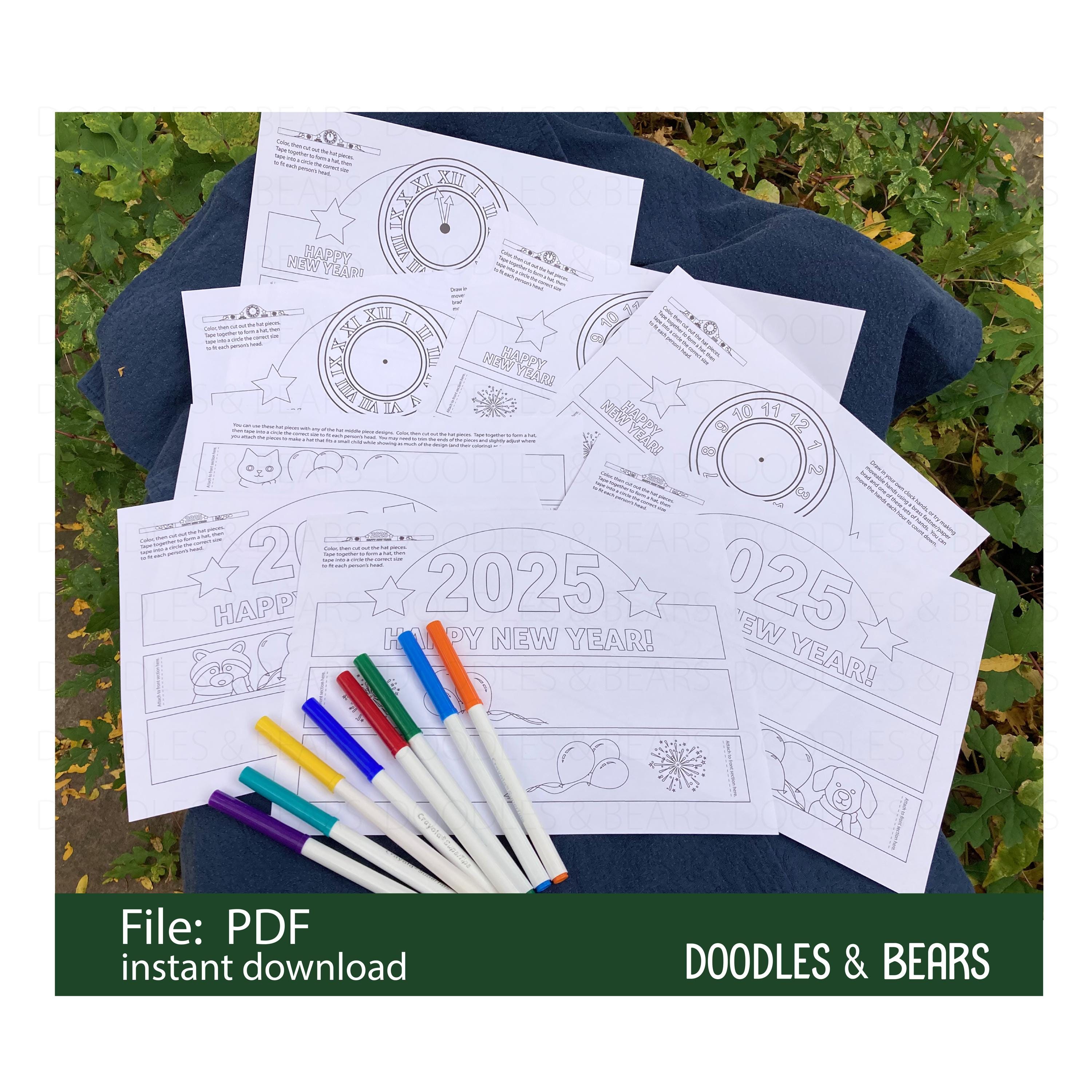 New Years 2025 Hat, Family New Years Eve Activity PDF, Paper Craft for ...