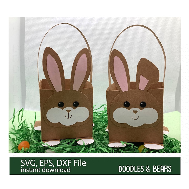 Cute Bunny Easter Treat Box, SVG, EPS, Small Favor Basket, Digital ...
