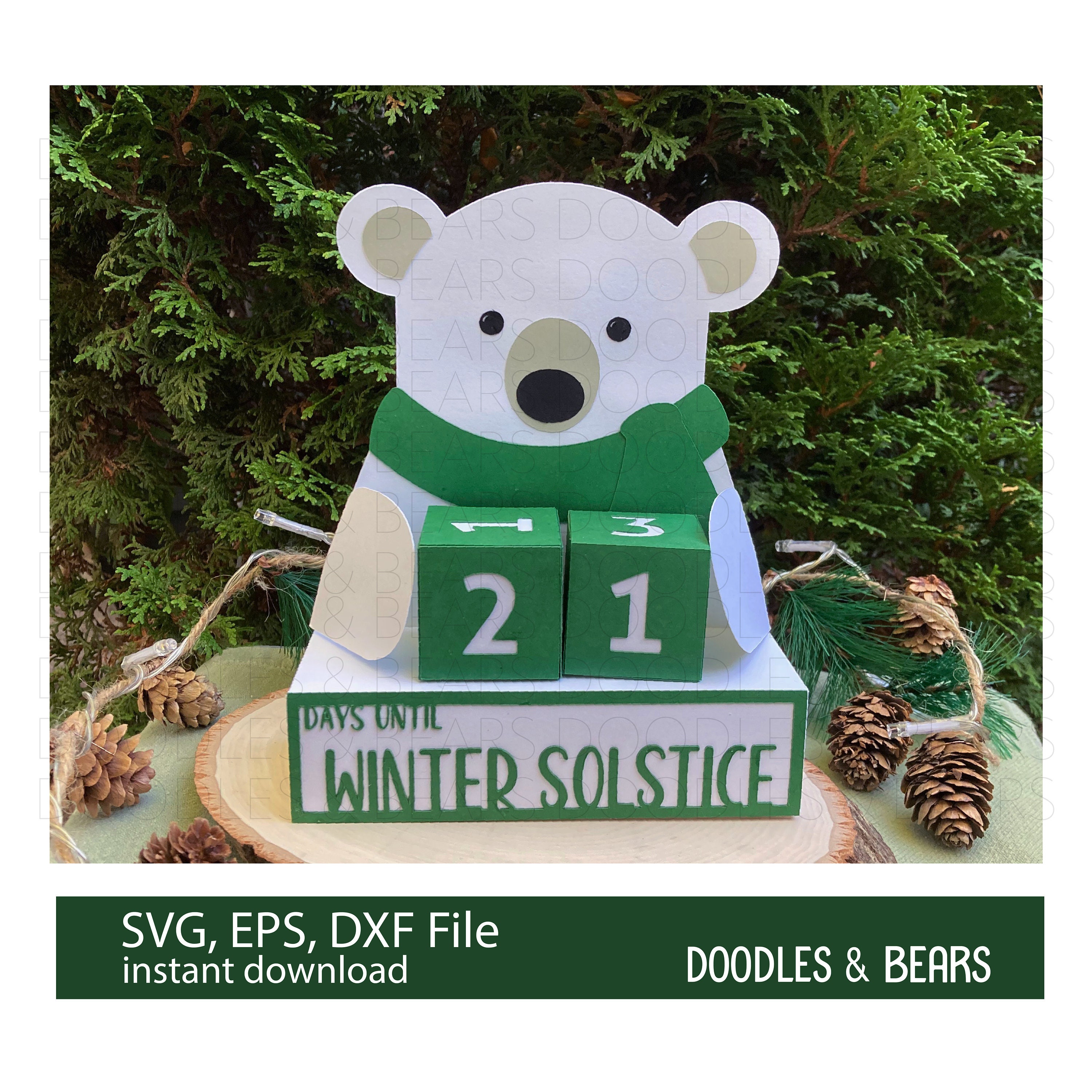 Polar Bear Winter Solstice Countdown SVG: Cricut Silhouette File ...