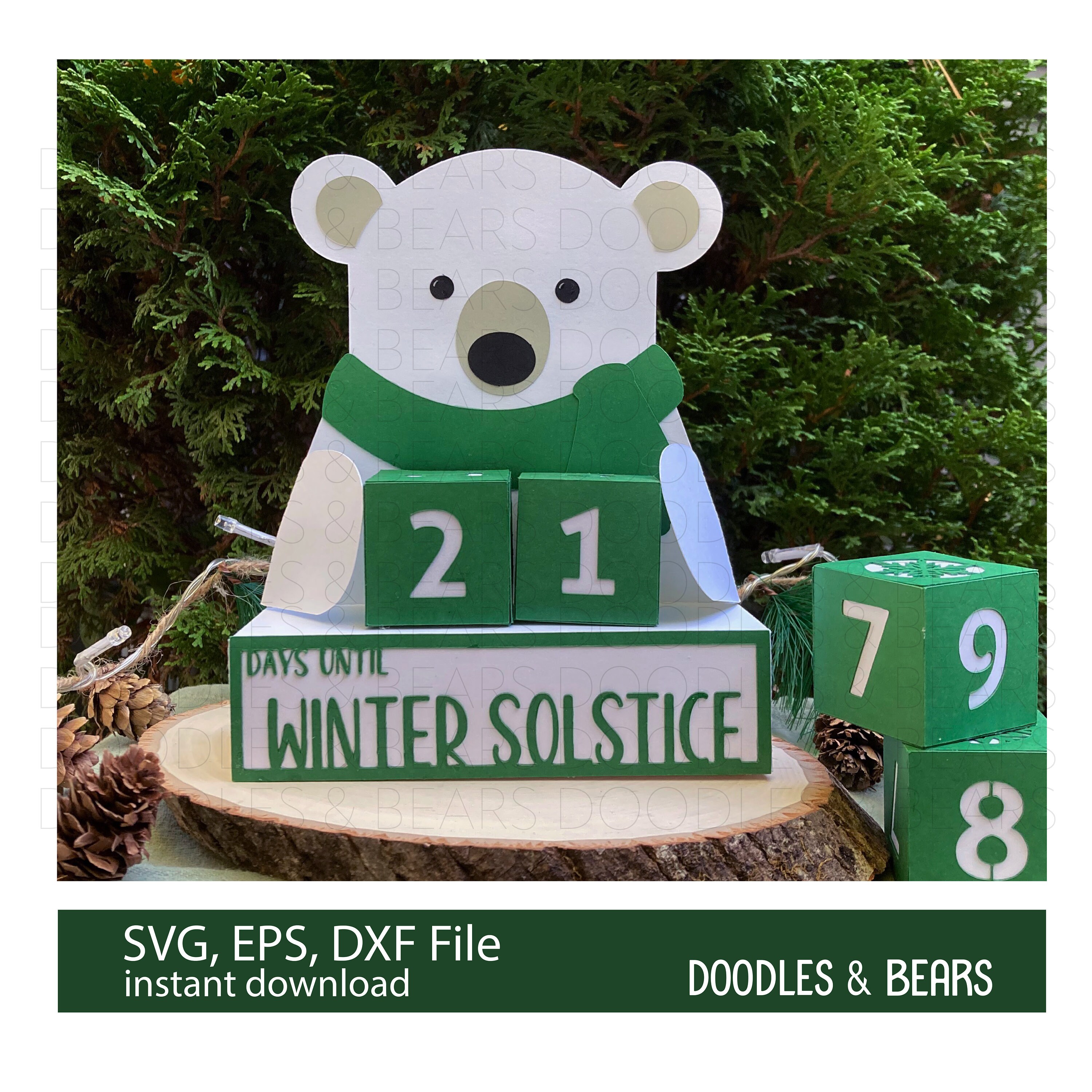 Polar Bear Winter Solstice Countdown SVG: Cricut Silhouette File ...
