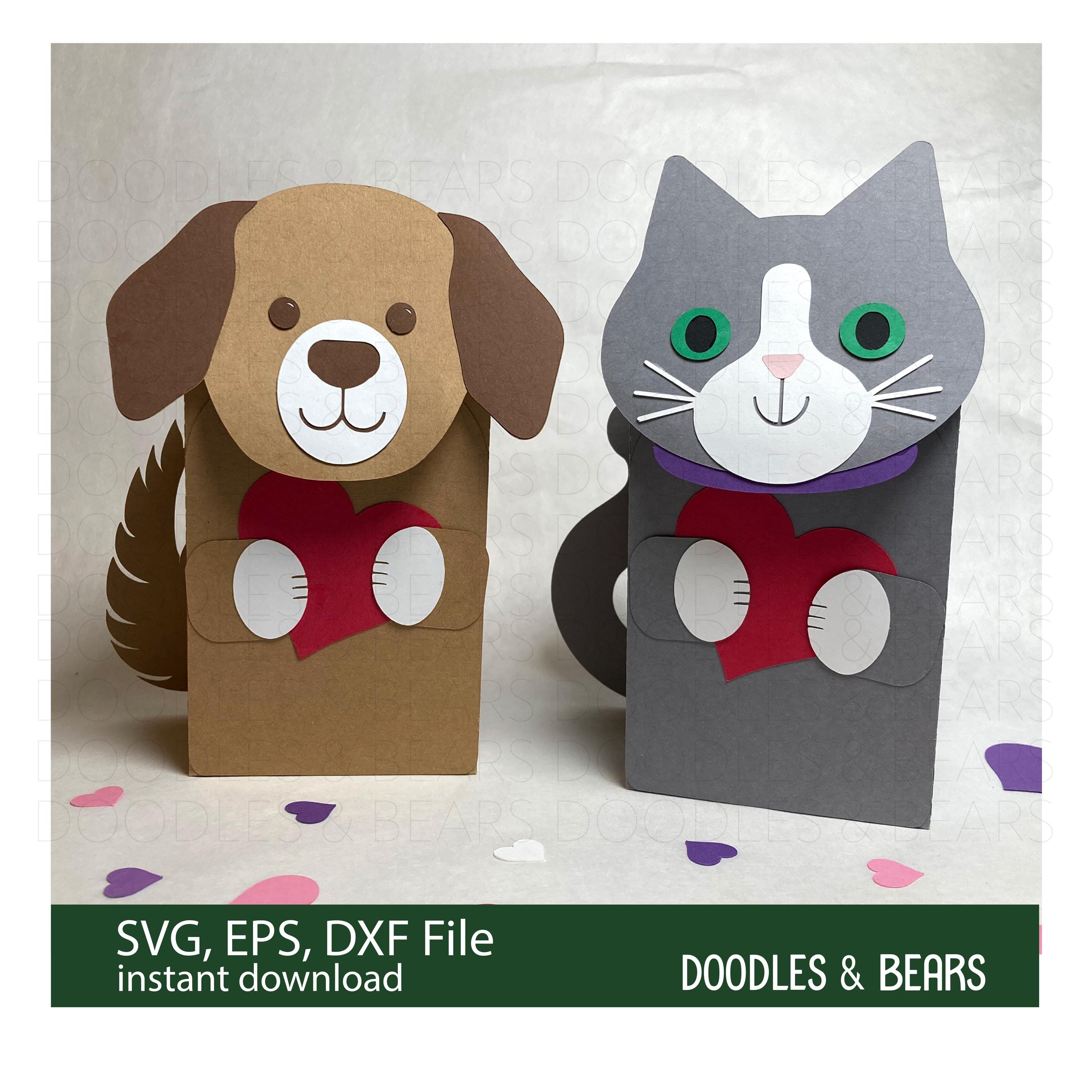 Valentine Cat and Dog Treat Boxes, Cute Valentine Classroom Treat Box ...