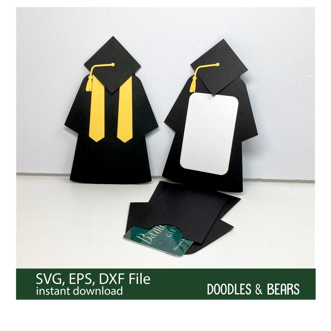 Graduation Gift Card Holder SVG, Cap and Gown SVG, Graduation Card ...
