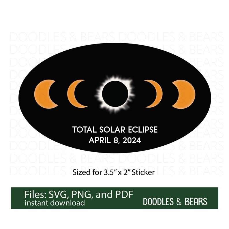 Total Solar Eclipse 2024 Sticker Bundle of 3 Sizes 3.5" X 2" Oval, 3.5 ...
