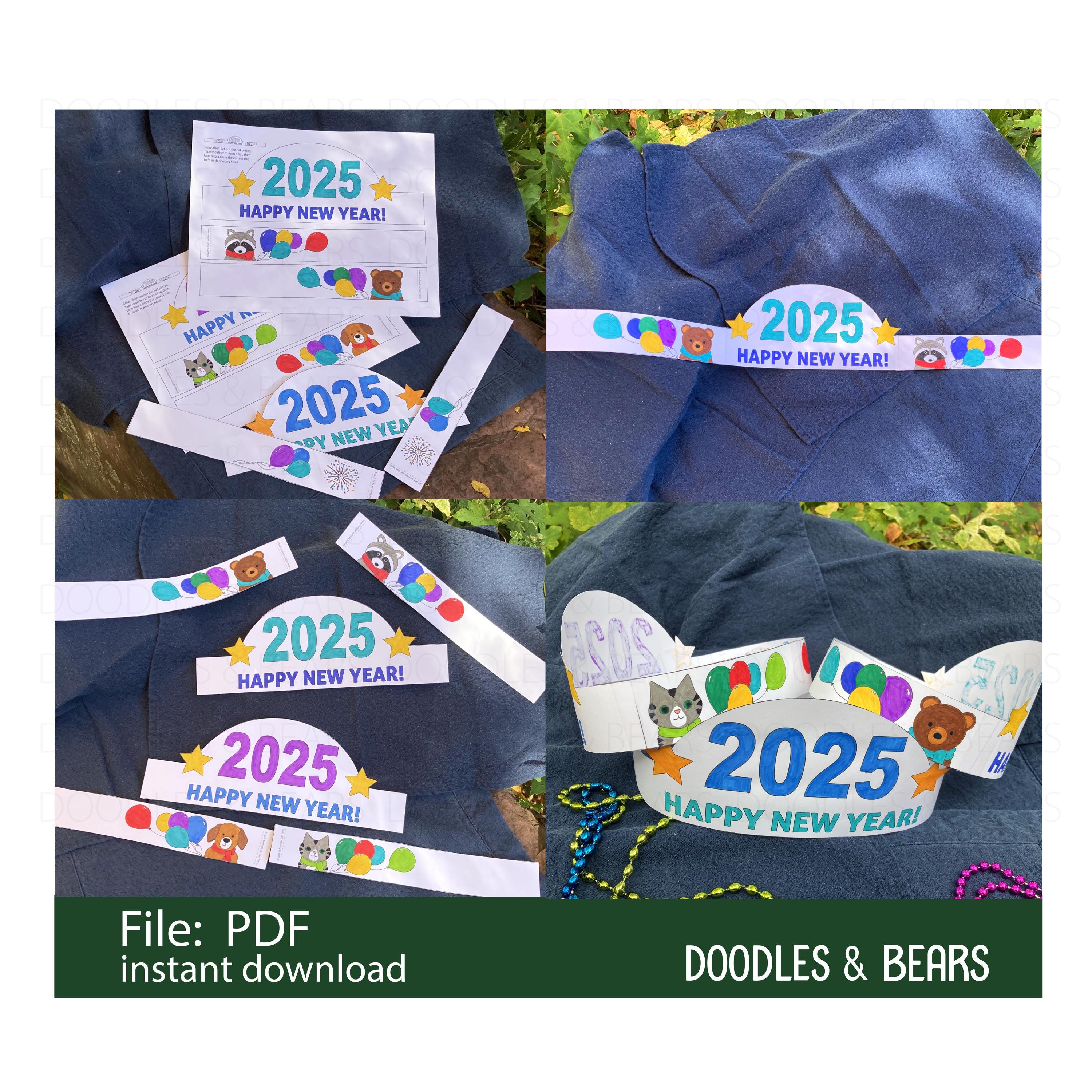 New Years 2025 Hat, Family New Years Eve Activity PDF, Paper Craft for ...