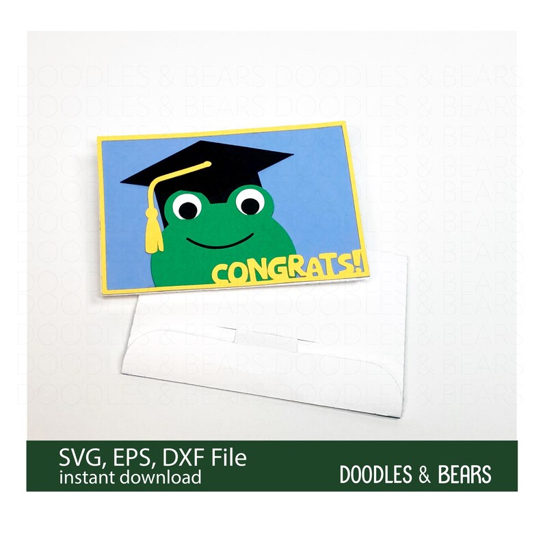 Graduation Gift Card Holder SVG, Frog Congrats Paper Cut File Template ...