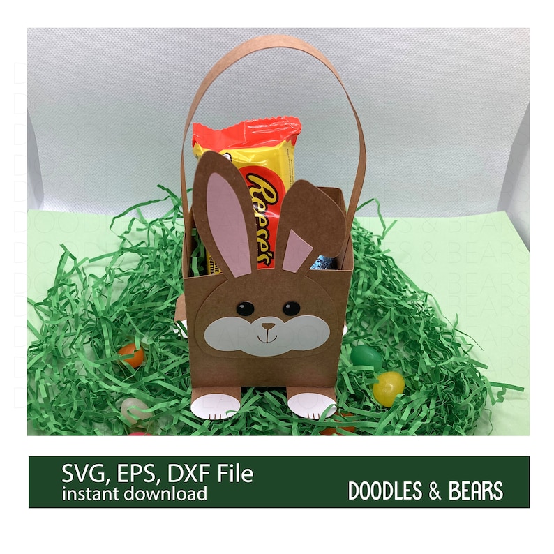 Cute Bunny Easter Treat Box, SVG, EPS, Small Favor Basket, Digital ...