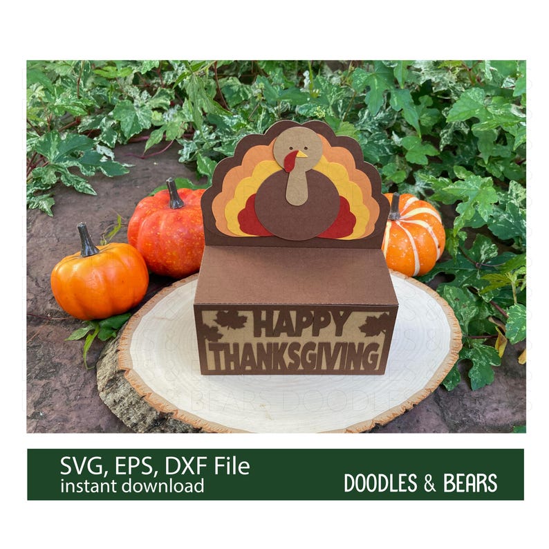 Thanksgiving Favor Treat Box SVG, Thanksgiving 3D Paper Treat Box ...