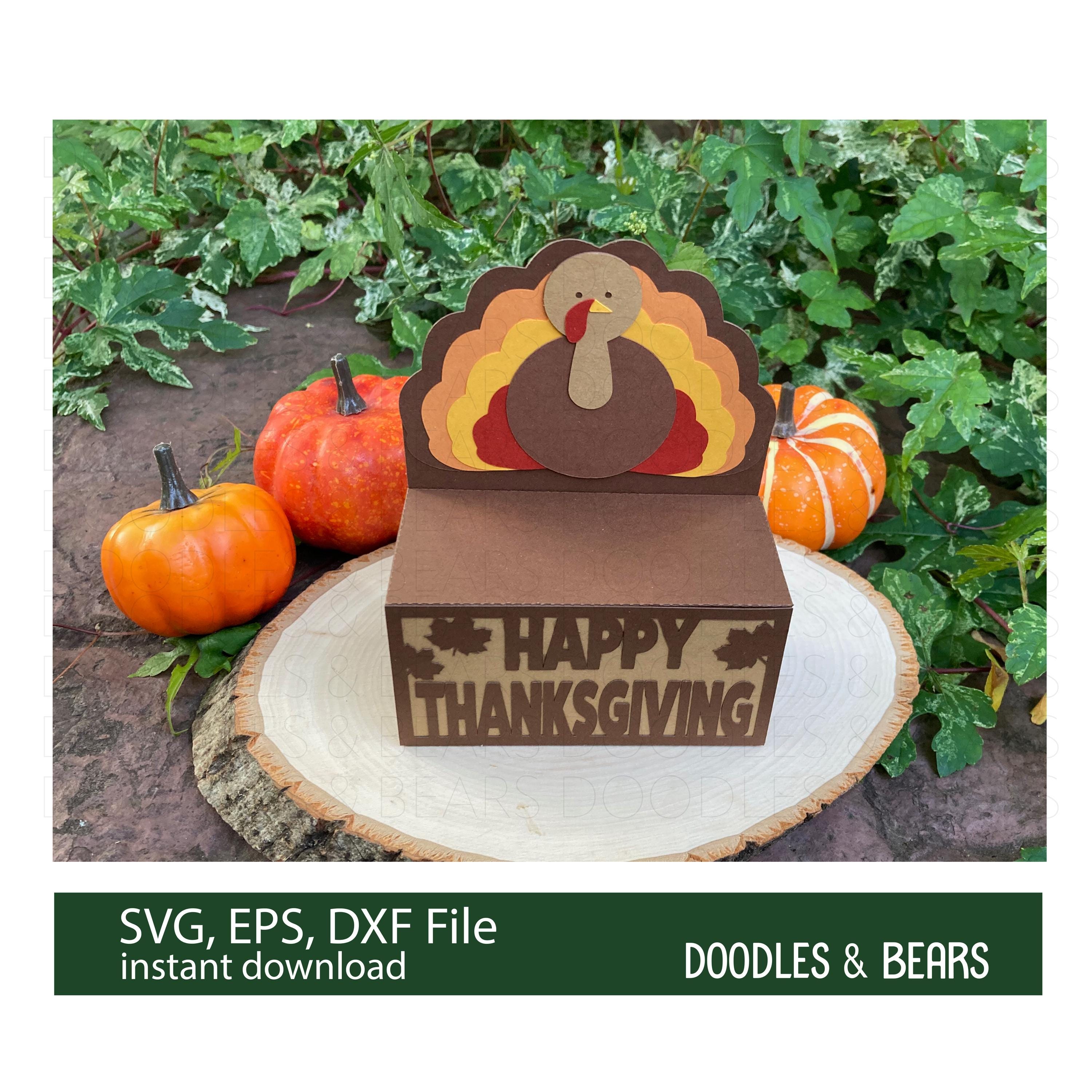 Thanksgiving Favor Treat Box SVG, Thanksgiving 3D Paper Treat Box ...