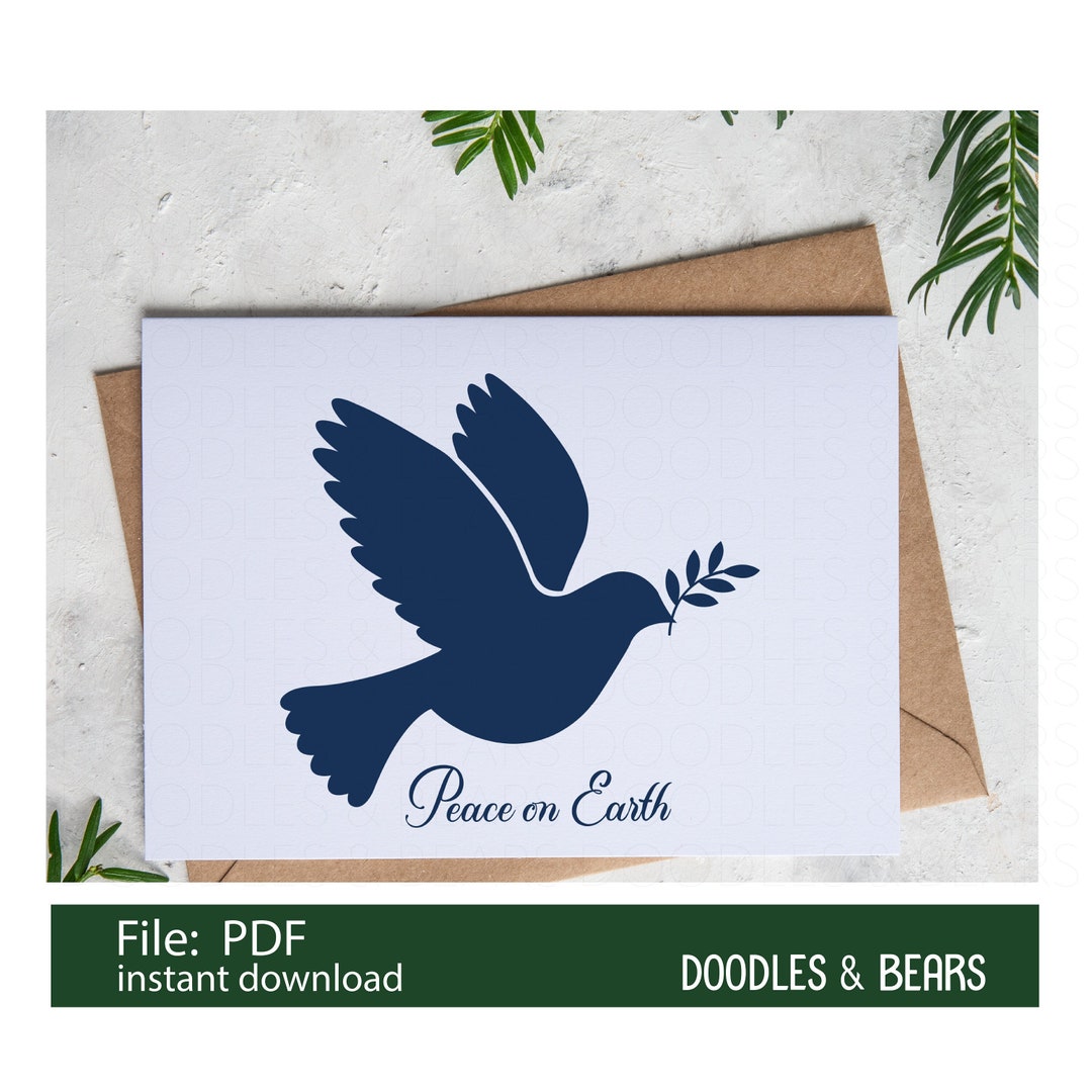 Peace Dove Peace on Earth Card PDF Digital File, Christmas Card or New ...