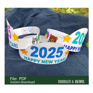 New Years 2025 Hat, Family New Years Eve Activity PDF, Paper Craft for ...