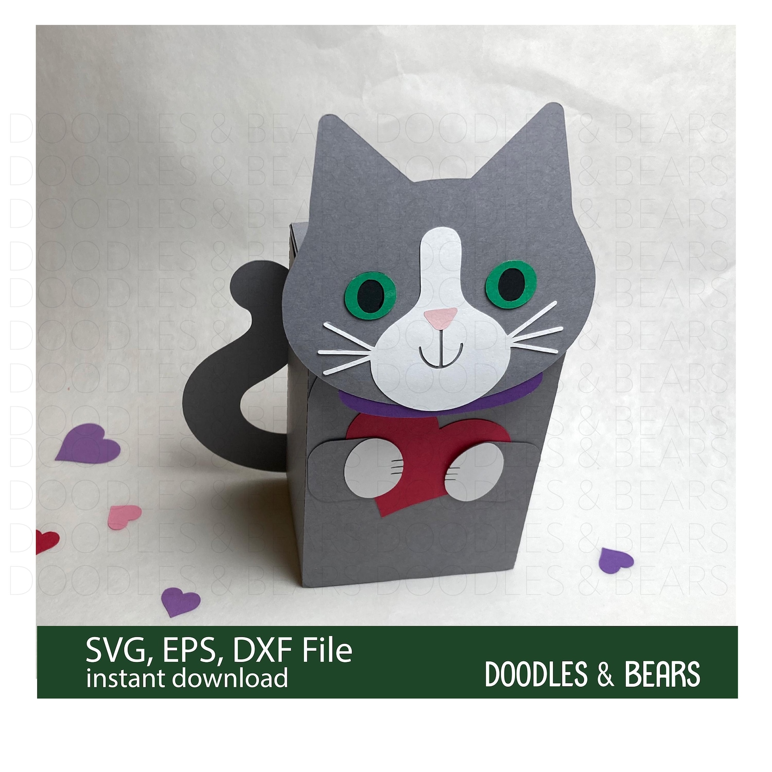 Valentine Cat Treat Box, Cute Valentine Gift Box, Valentine Classroom ...