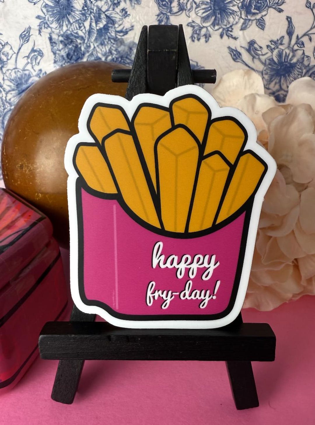 Happy Fry-day French Fries Pink Sticker - Etsy