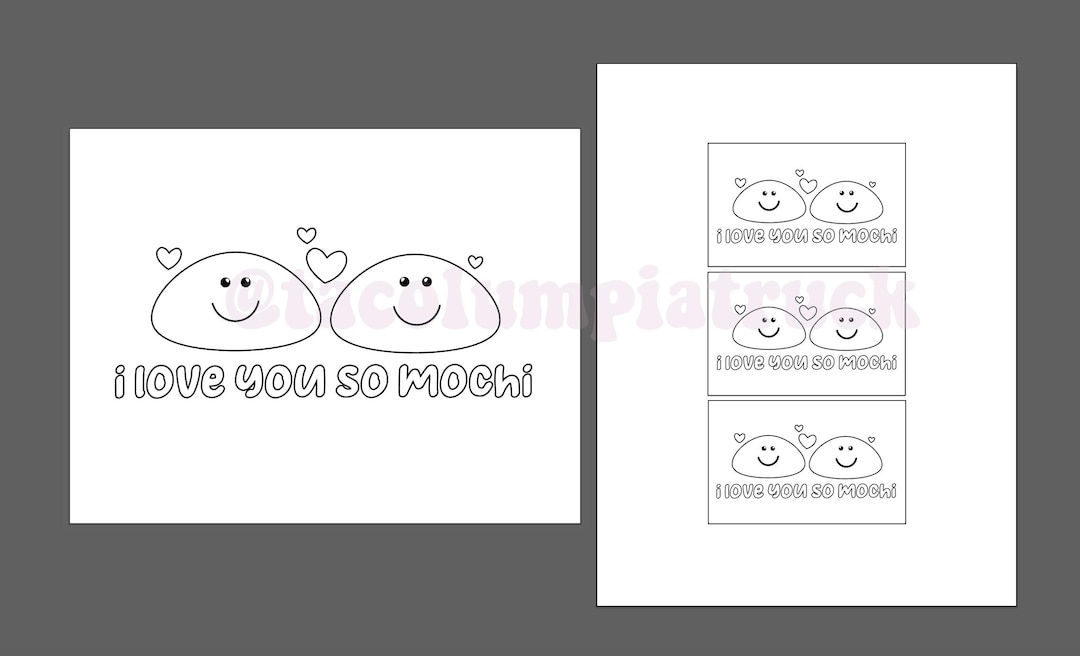 I Love You so Mochi Coloring Page Mini Print | PDF File Printable ...