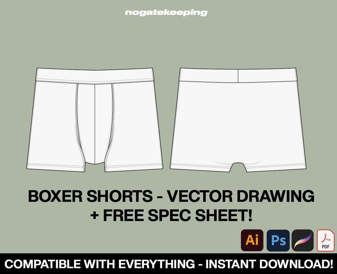 Fashion Streetwear Boxer Shorts Brief Underwear Fashion Sketch Vector ...