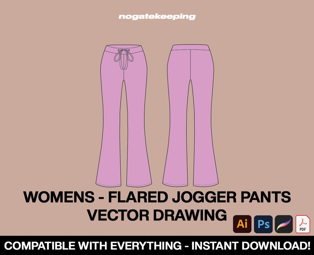 Fashion Clothing Streetwear Womens Flared Jogger Pants Shapewear ...