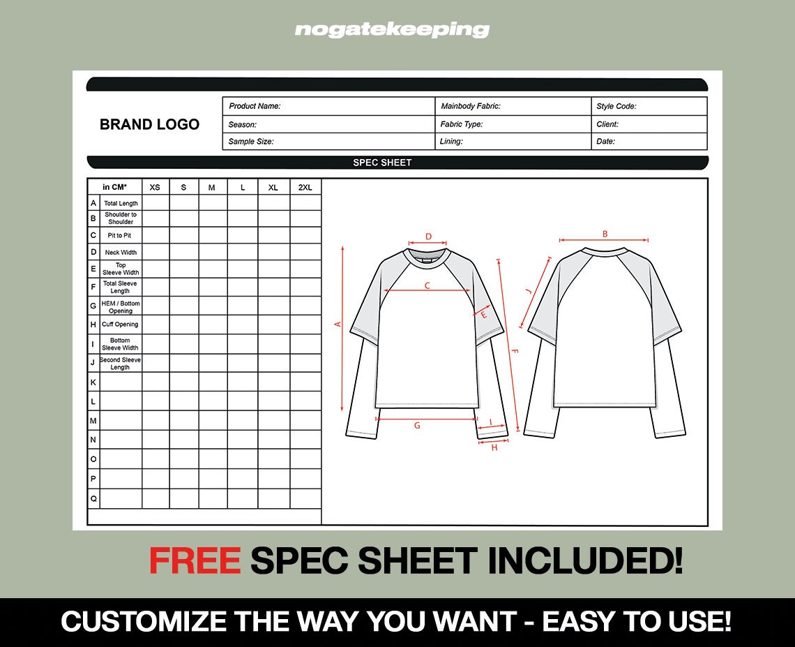 Fashion Streetwear Double Layered Long Sleeve Template Sketch Vector ...