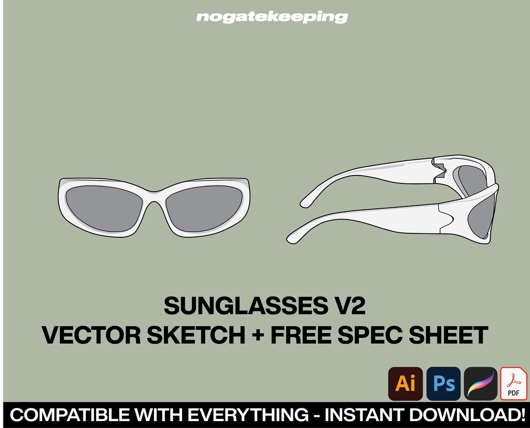 Fashion Streetwear Sunglasses V2 Accessories Fashion Sketch Vector Mock ...