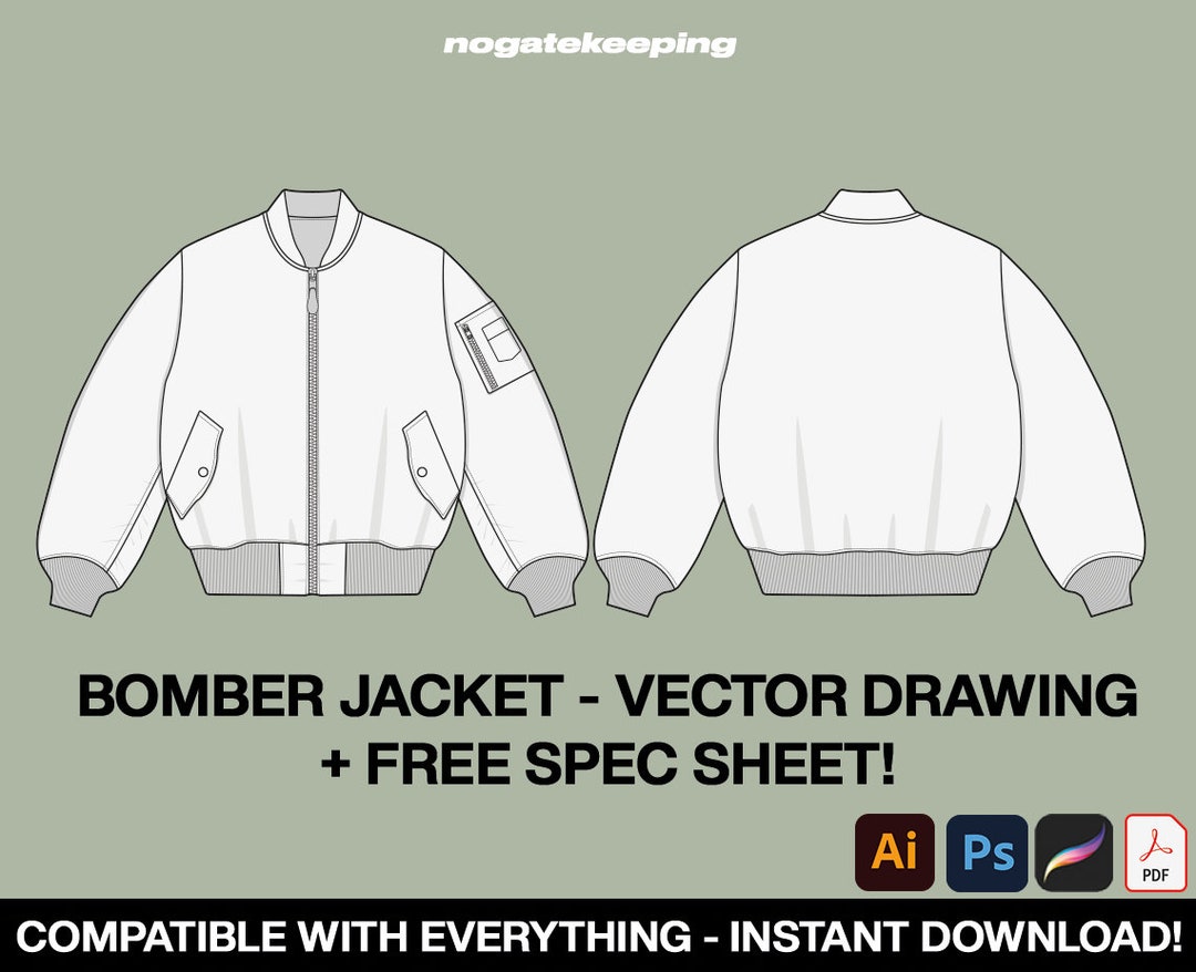 Fashion Streetwear Outerwear Bomber Jacket Fashion Sketch Vector Mock ...