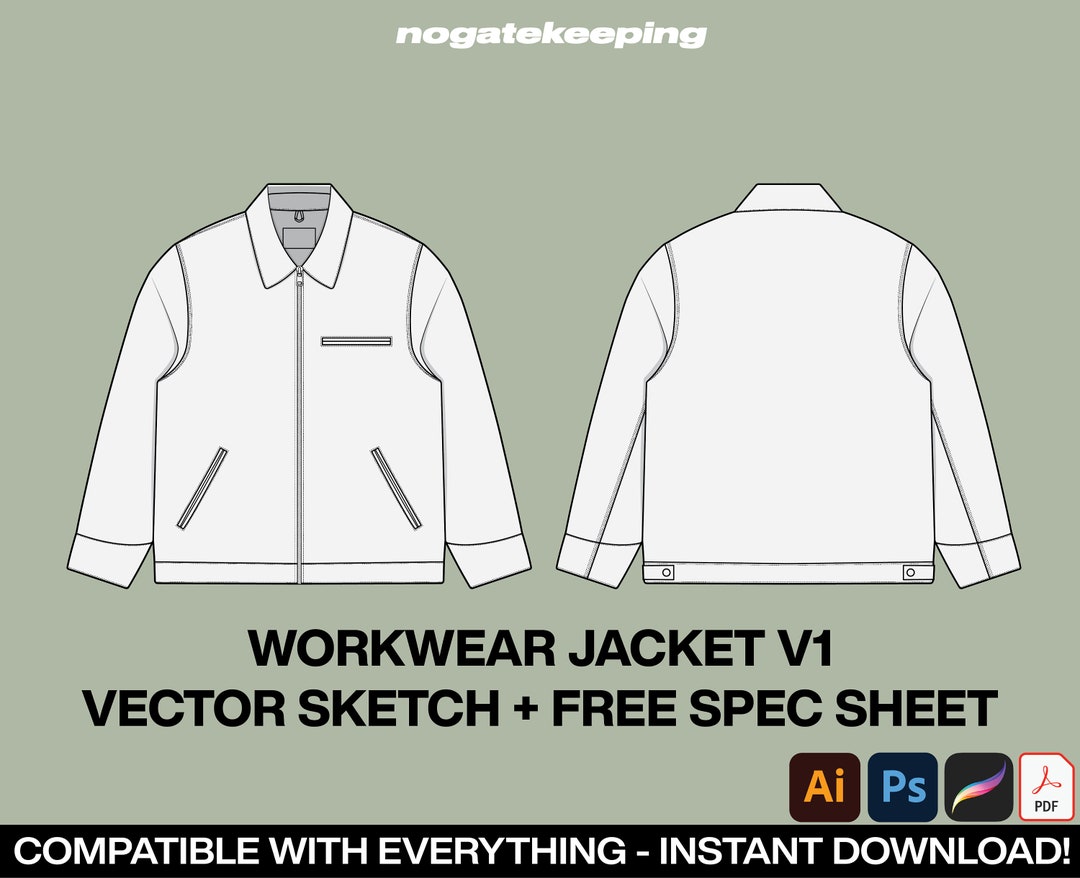 Fashion Streetwear Outerwear Workwear Jacket V1 Fashion Sketch Mockup ...