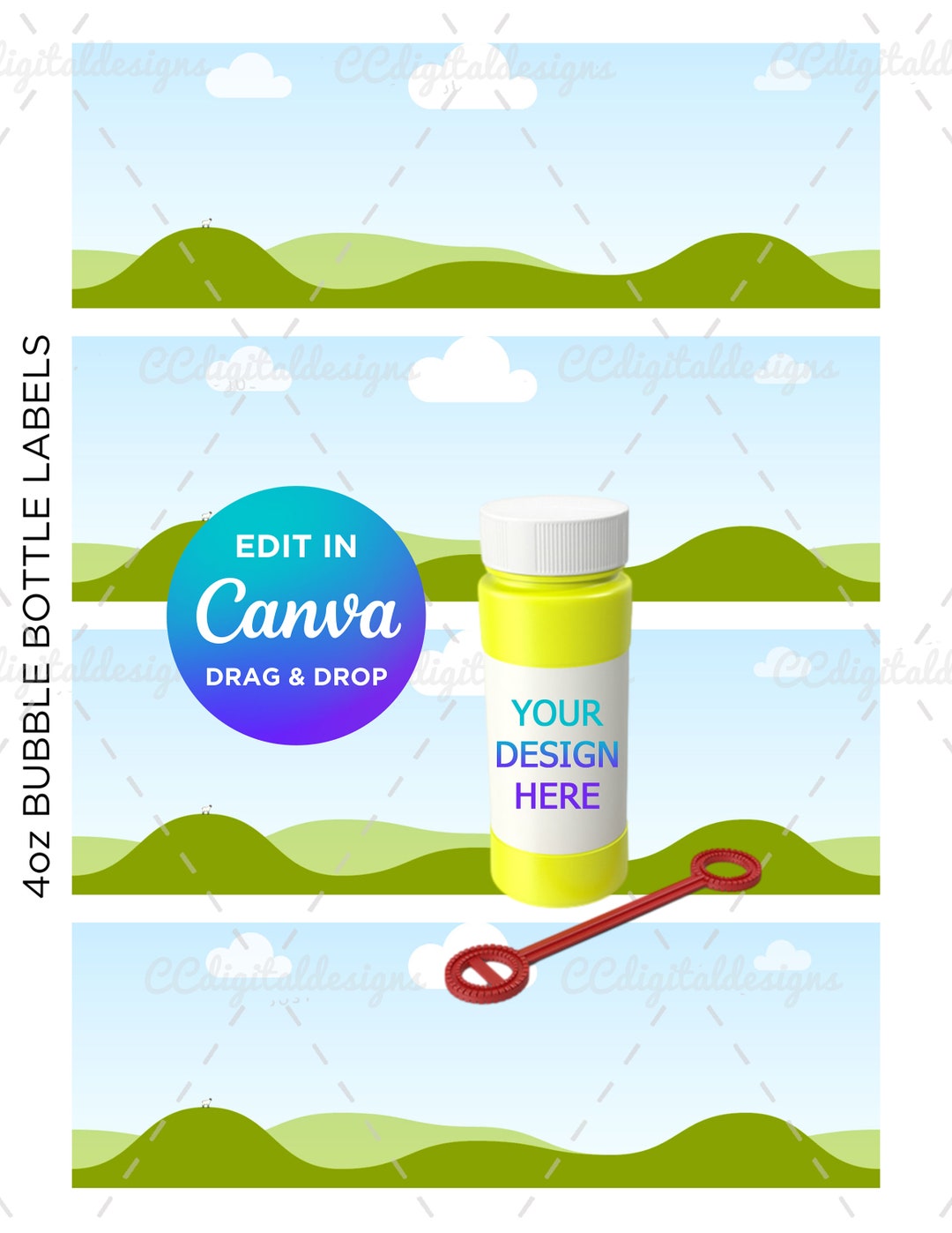 Bubble Bottle Label 4oz Template - Etsy