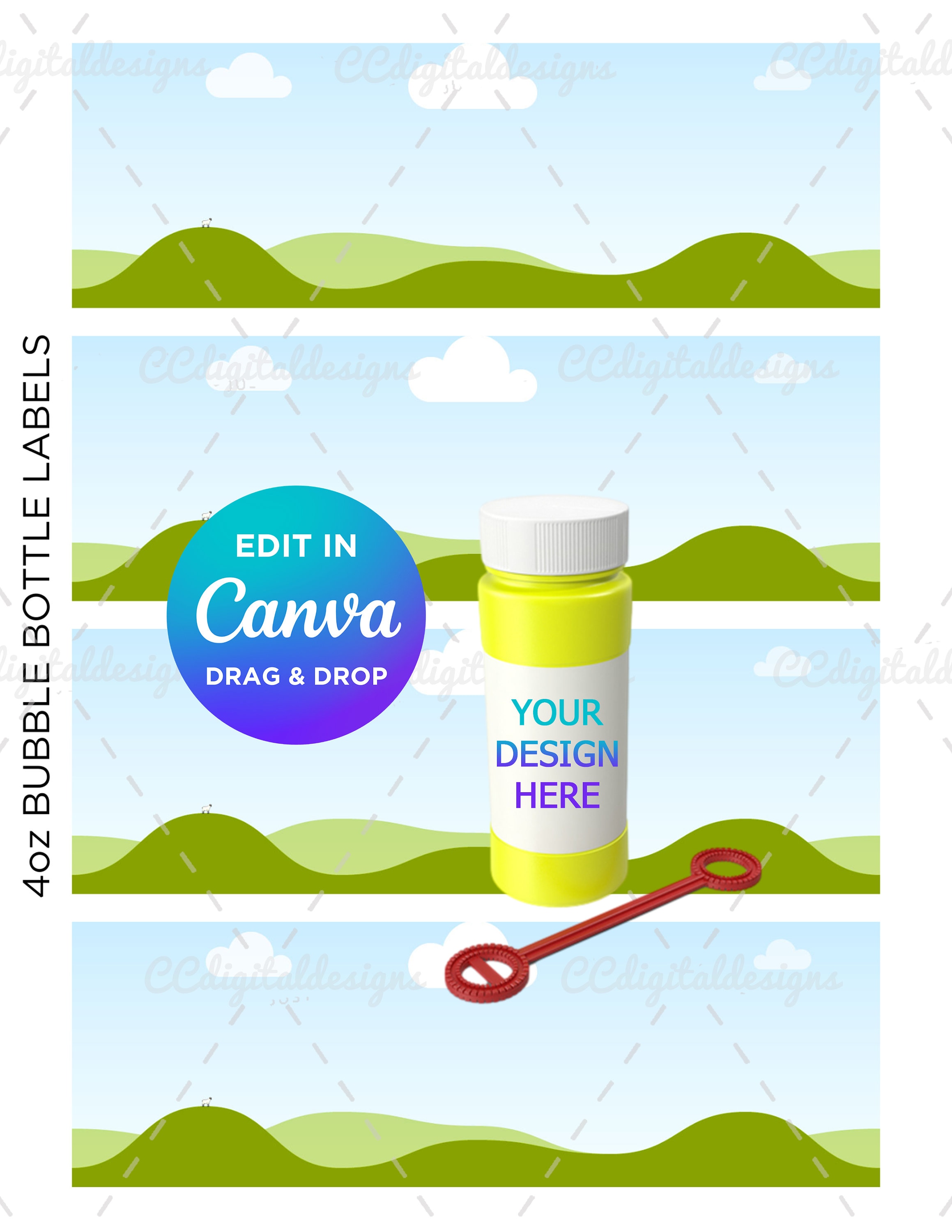 Bubble Bottle Label 4oz Template - Etsy