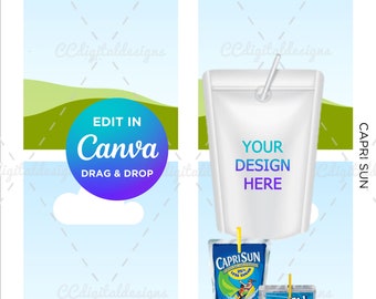 Capri Sun Labels| Canva Editable Juice Bag Pouch Labels| Party Favor ...