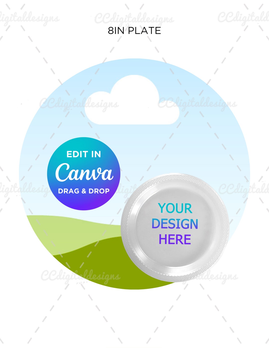 Plate Insert 8in Template - Etsy