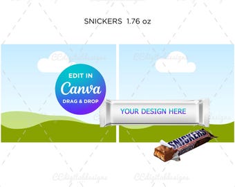 SNICKERS 1.76oz Wrapper Template for Canva Users | Canva Editable Template | Digital Item ...