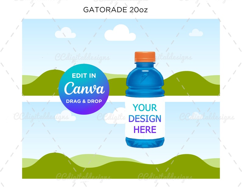 Gatorade 20oz Template - Etsy