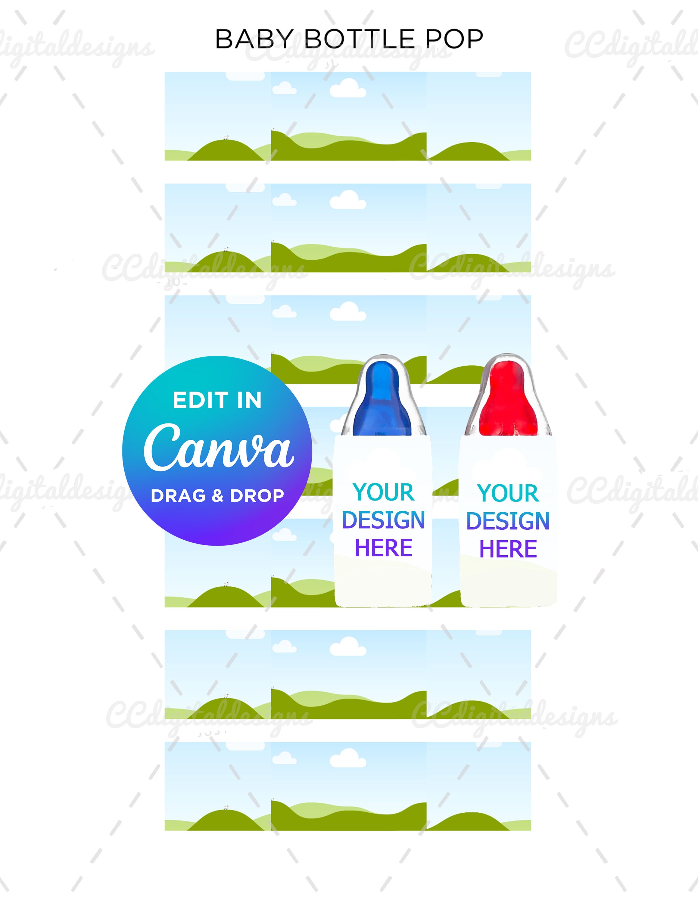 Baby Bottle Pop Label Template - Etsy