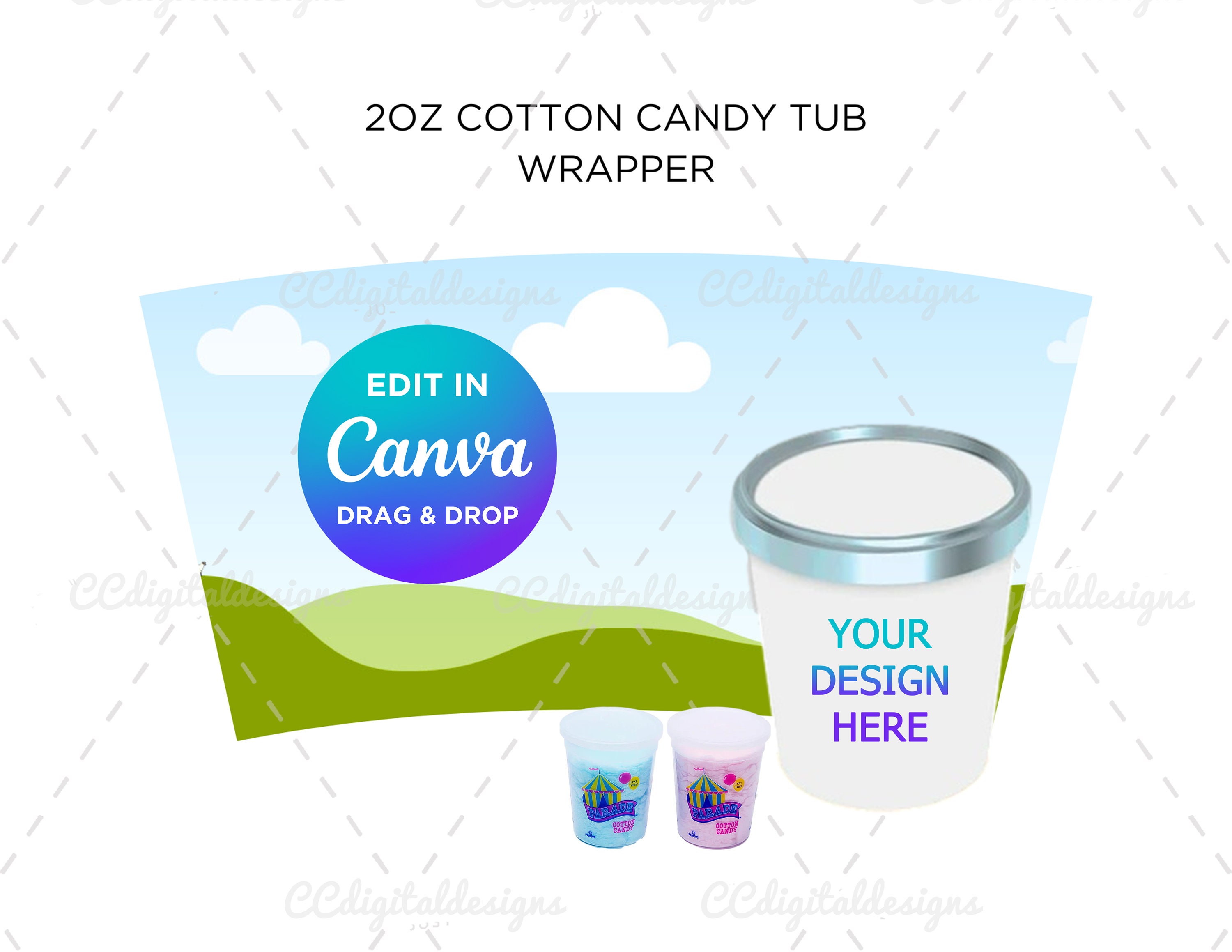 2oz Cotton Candy Tub Template - Etsy