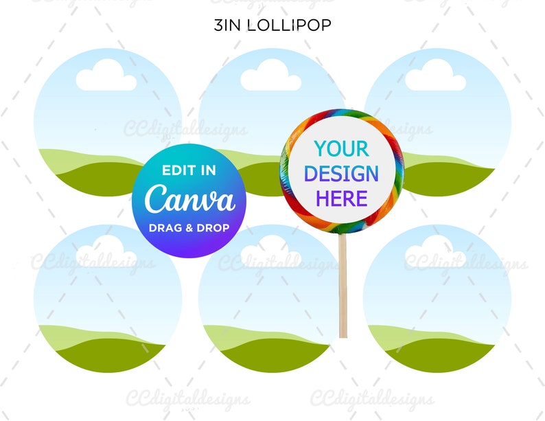 Rainbow Lollipop Template - Etsy