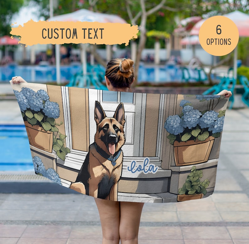 Personalized German Shepherd Beach Towel,custom Shepherd Pool Towel ...