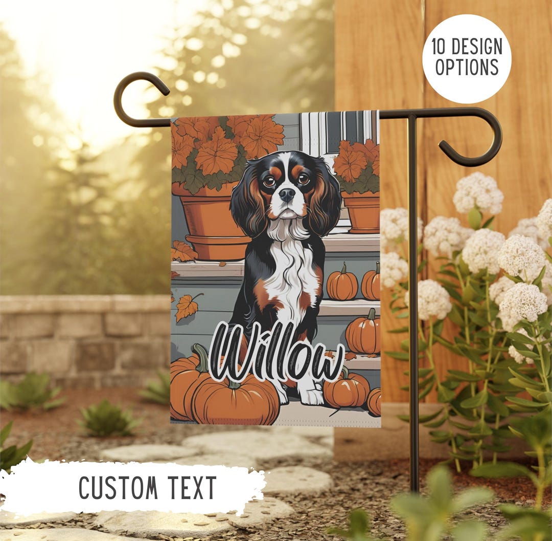Personalized Name Cavalier King Charles Spaniel Halloween Garden Flag ...