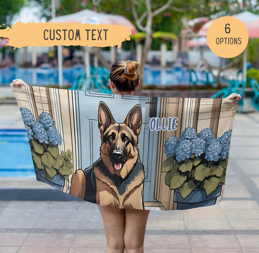 Personalized German Shepherd Beach Towel,custom Shepherd Pool Towel ...