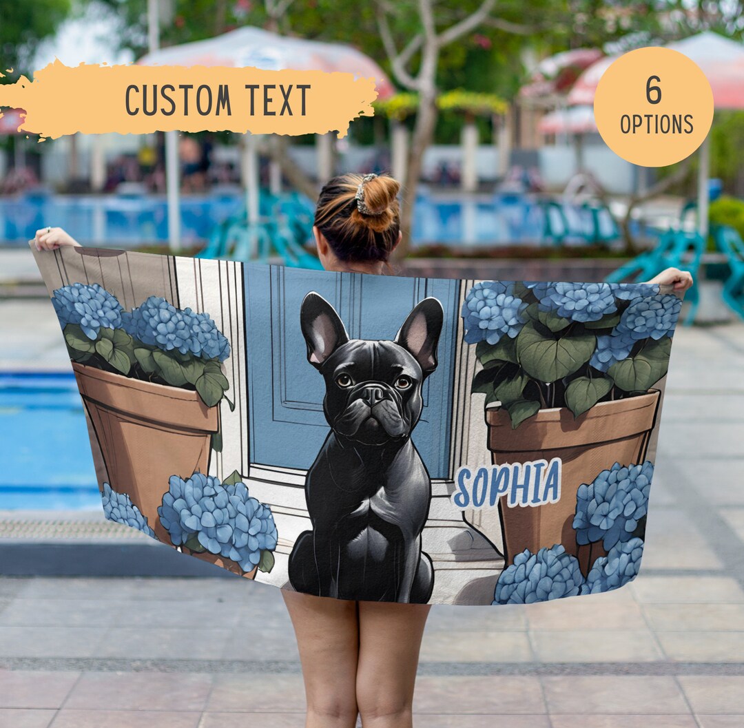 Personalized French Bull Dog Beach Towel,custom Frenchie Pool Towel ...