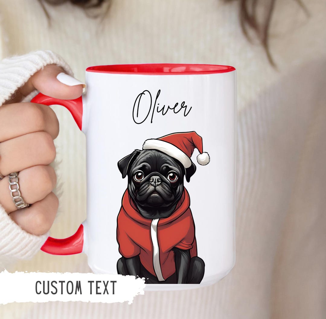 Personalized Pug Dog Christmas Mug,custom Dog Name Cup,pet Owner Gift ...