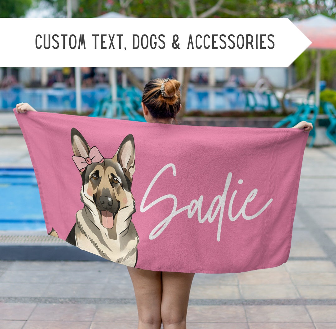 Personalized German Shepherd Beach Towel,custom Shepherd Pool Towel ...