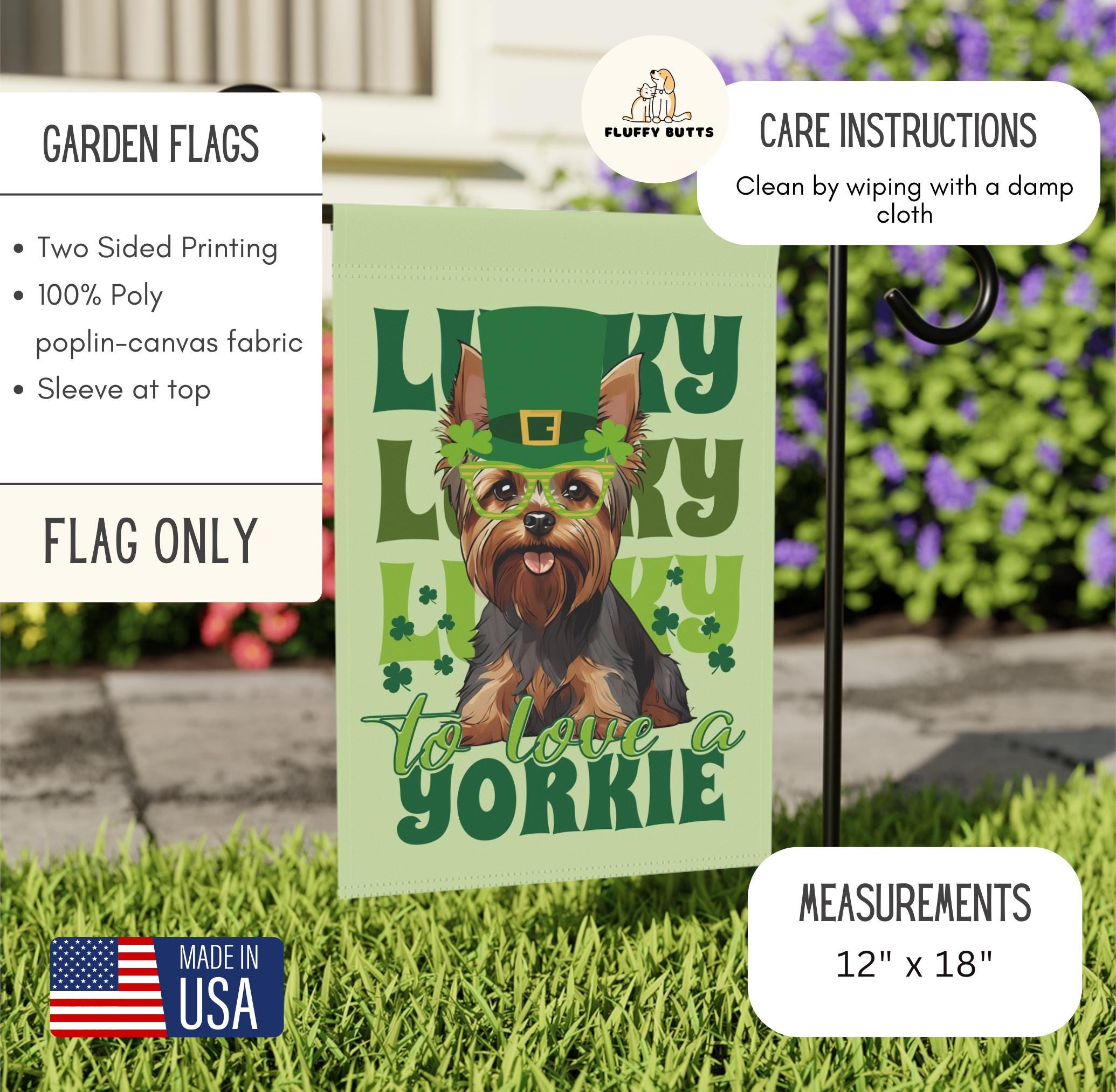 Personalized Yorkshire Terrier St. Patrick's Garden Flag,yorkie St ...