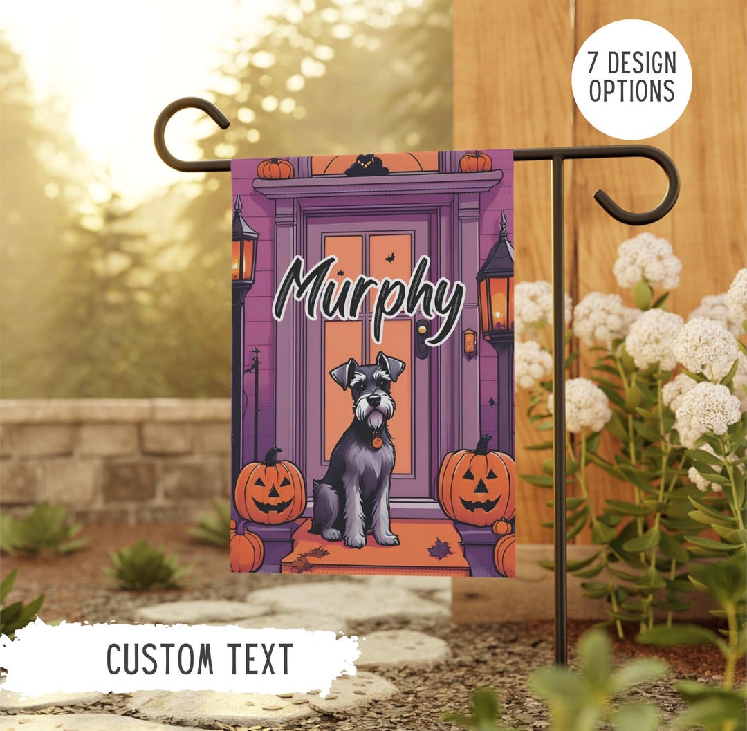 Personalized Schnauzer Halloween Garden Flag Custom Dog Flags Pet Owner ...