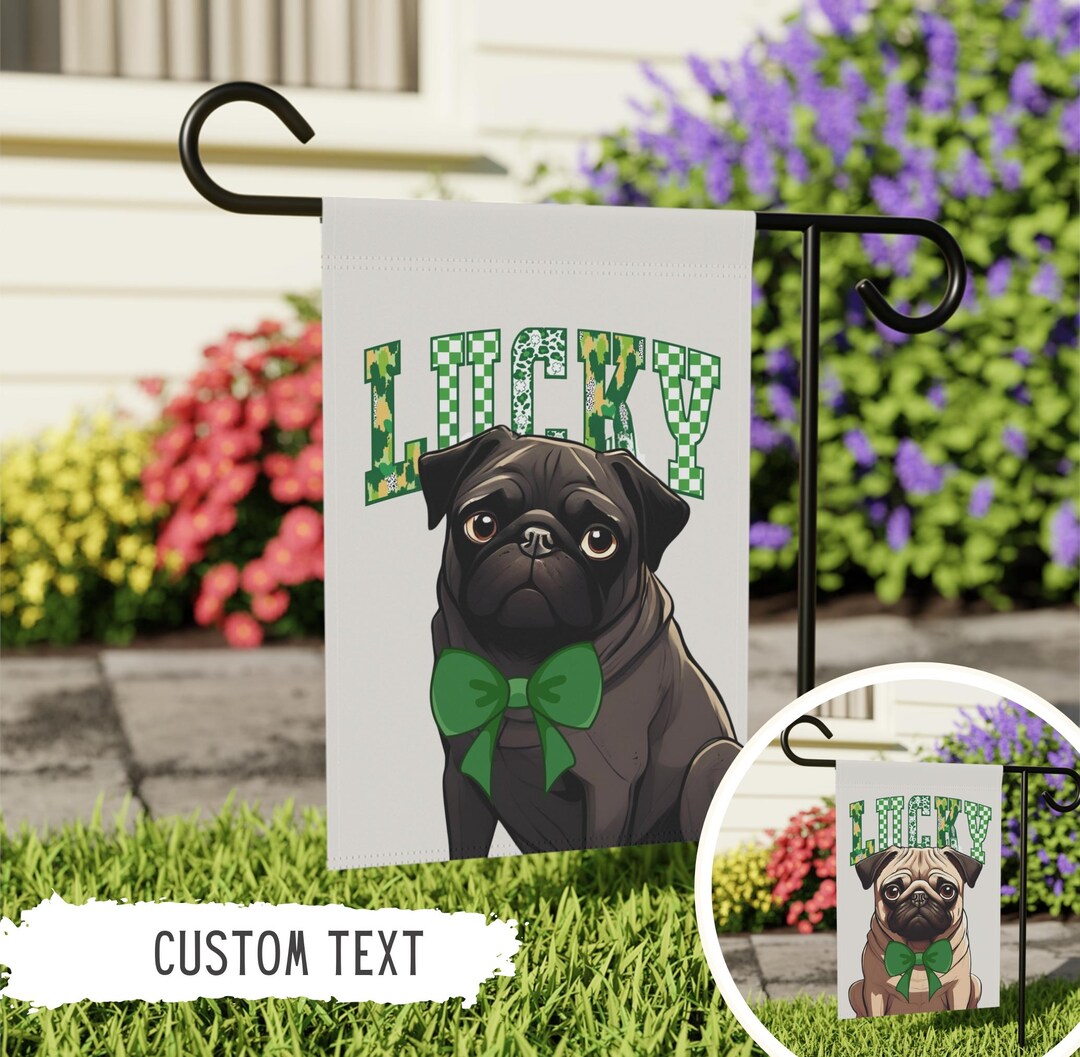 Personalized Pug St. Patrick's Garden Flag,pug St. Patty's Coquette ...