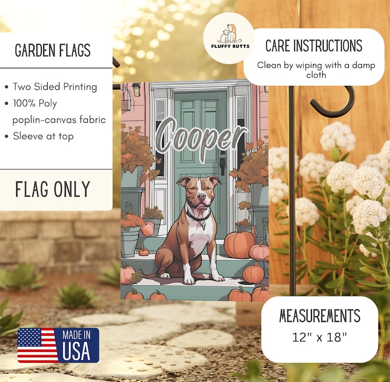 Personalized Name Pitbull Fall Garden Flag,custom Autumn Bully Dog ...