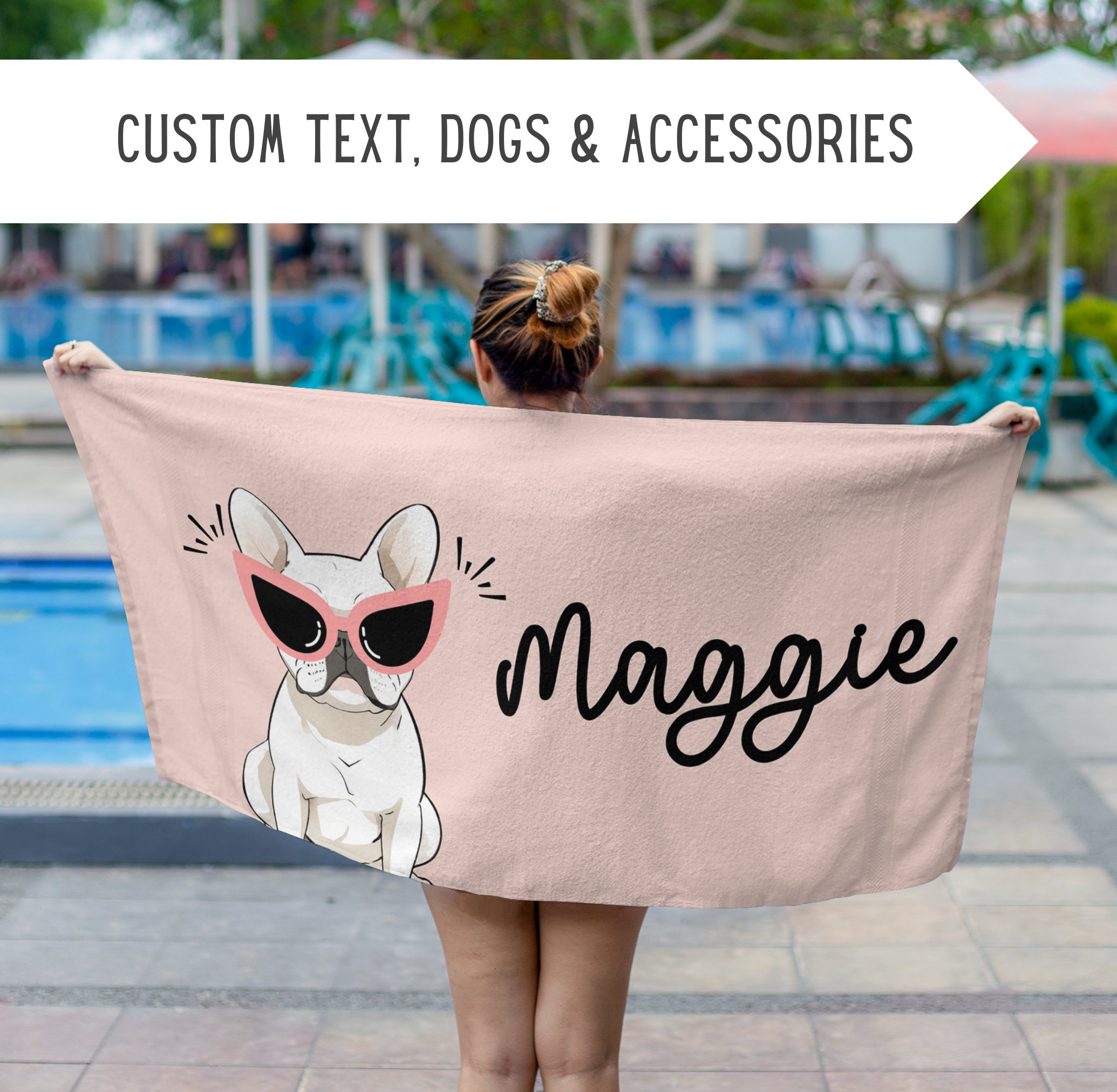 Personalized French Bulldog Beach Towel,custom Frenchie Pool Towel ...