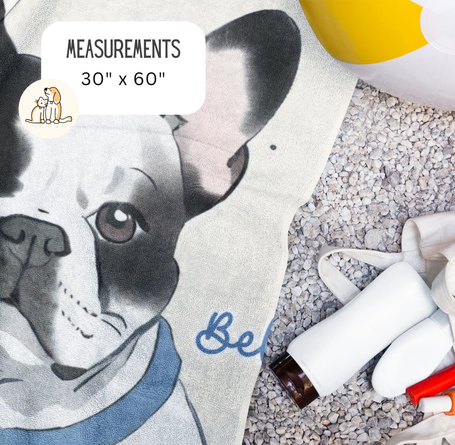 Personalized French Bull Dog Beach Towel,custom Frenchie Pool Towel ...