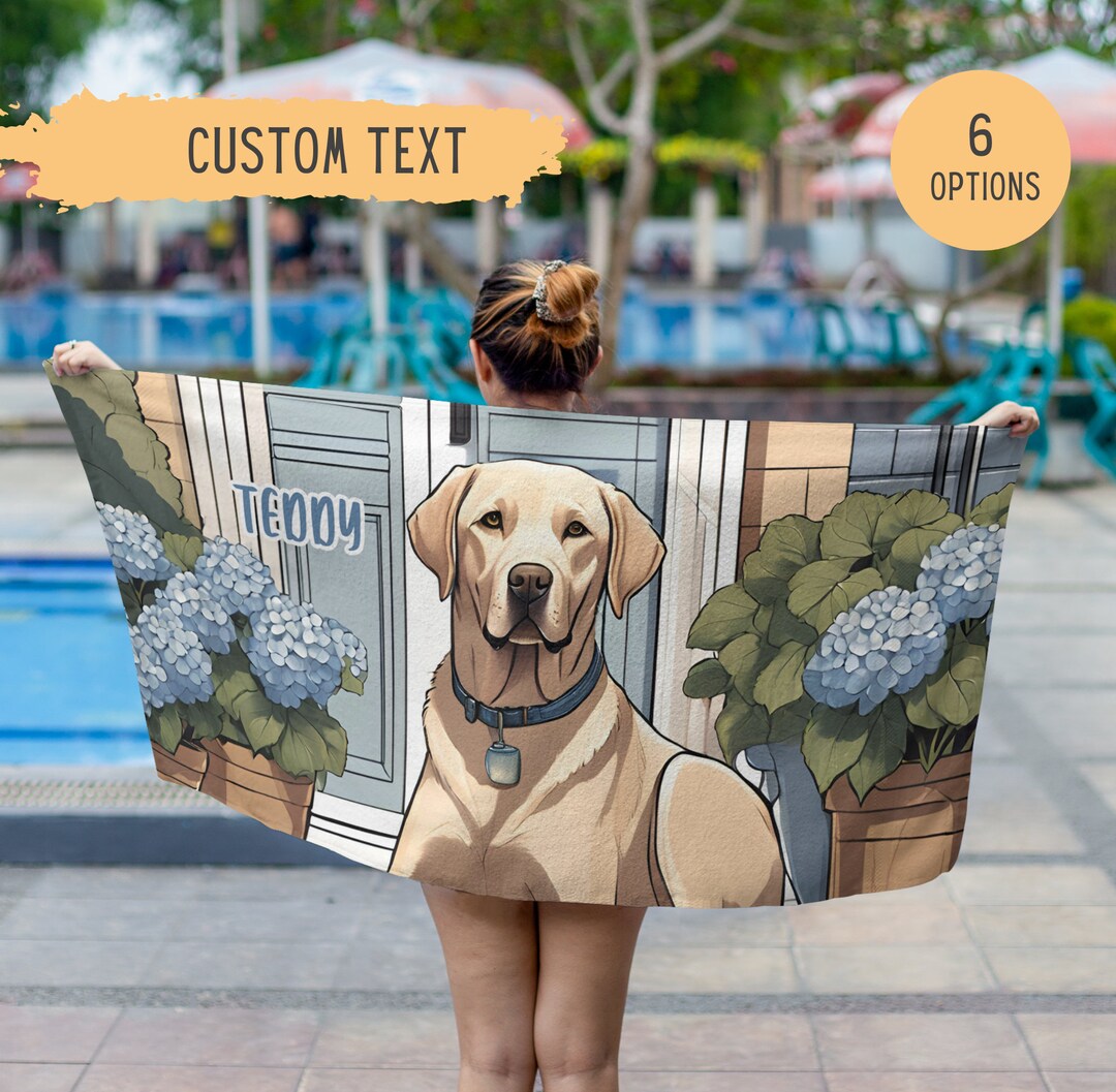 Personalized Labrador Retriever Beach Towel,custom Yellow Lab Pool ...