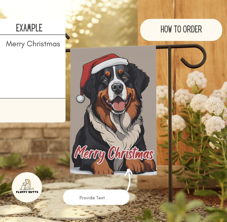 Personalized Bernese Mountain Dog Christmas Flag Berner Garden Flag ...