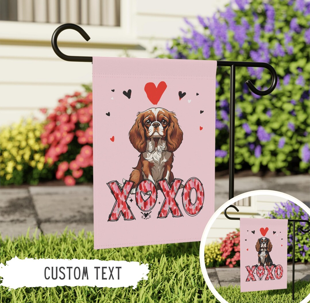 Personalized Cavalier King Charles Spaniel Valentines Day Garden Flag ...