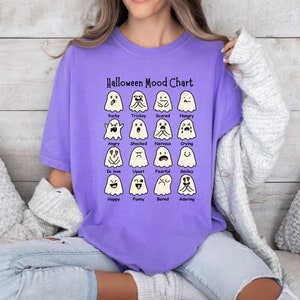 Halloween Mood Chart Comfort Colors Shirt Funny Ghost T-shirt Humorous ...
